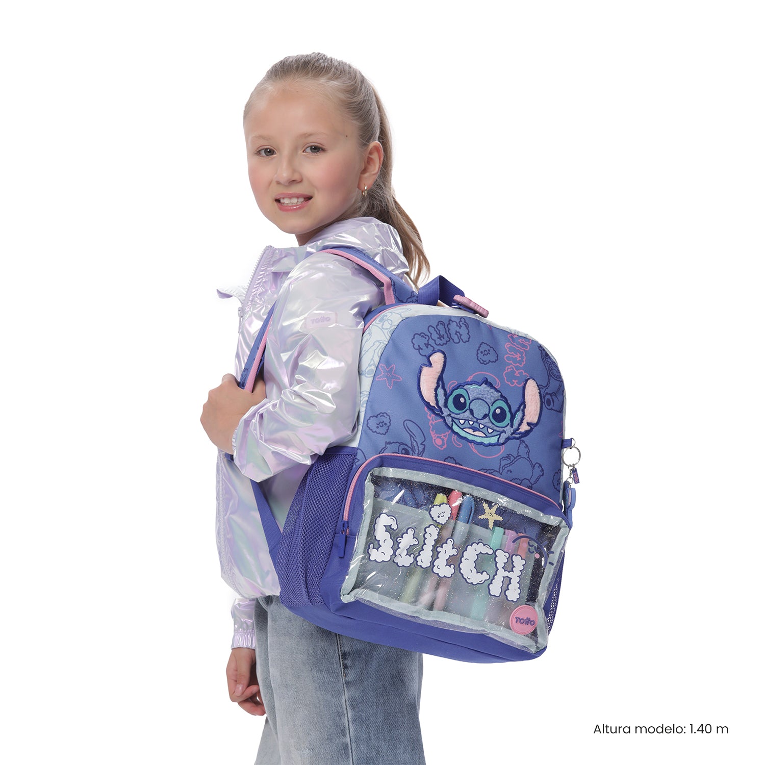 Mochila para Niña Stitch On The Beach Mediana Azul – Totto Nicaragua